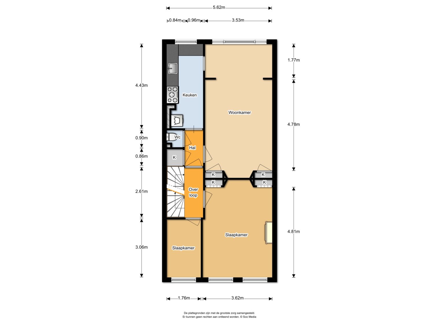 plattegrond-1e-verdieping-kanaalweg-77 - Peters Projecten